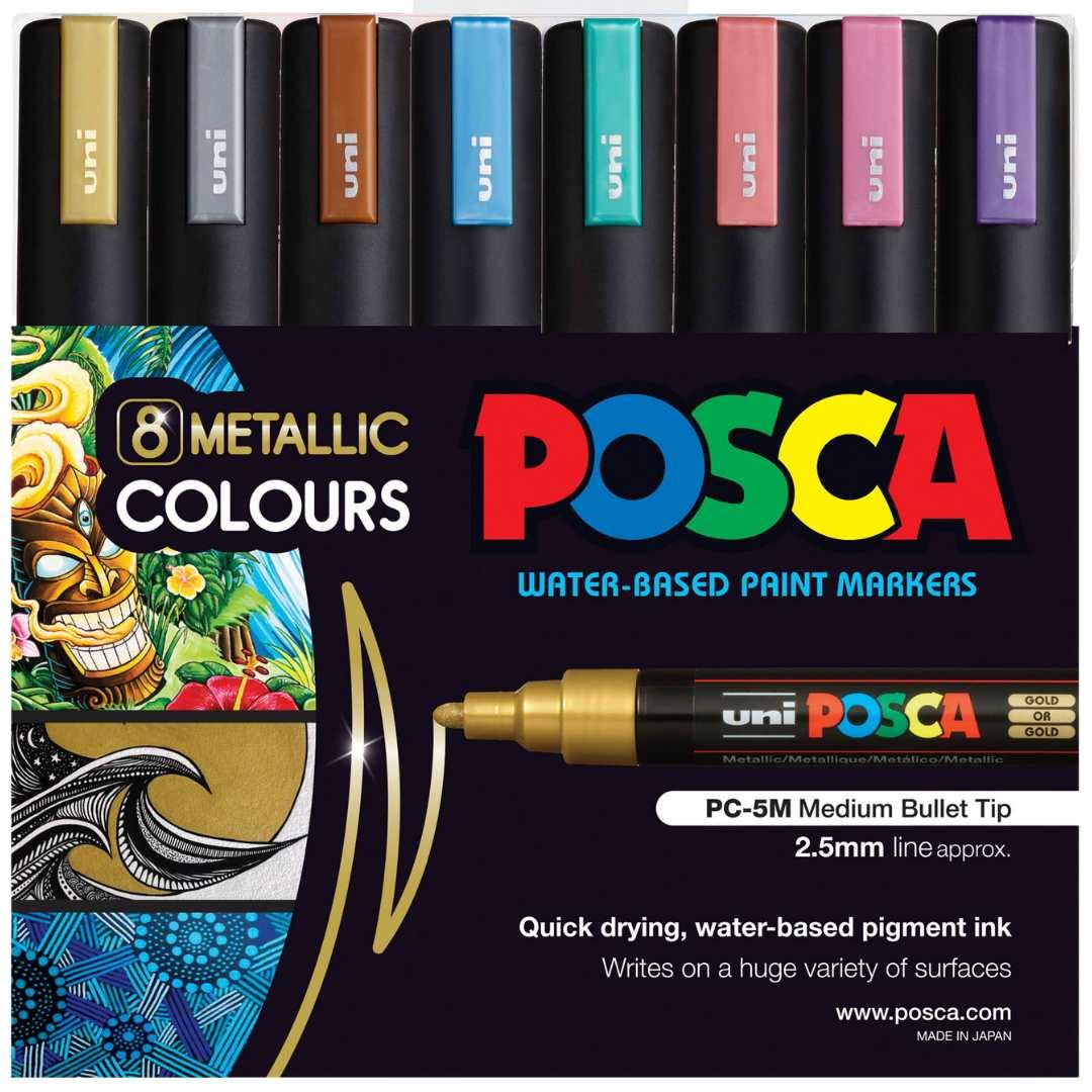 POSCA PC5M Paint Marking Pen - METALLIC COLOURS - Set of 8 | Creative ...